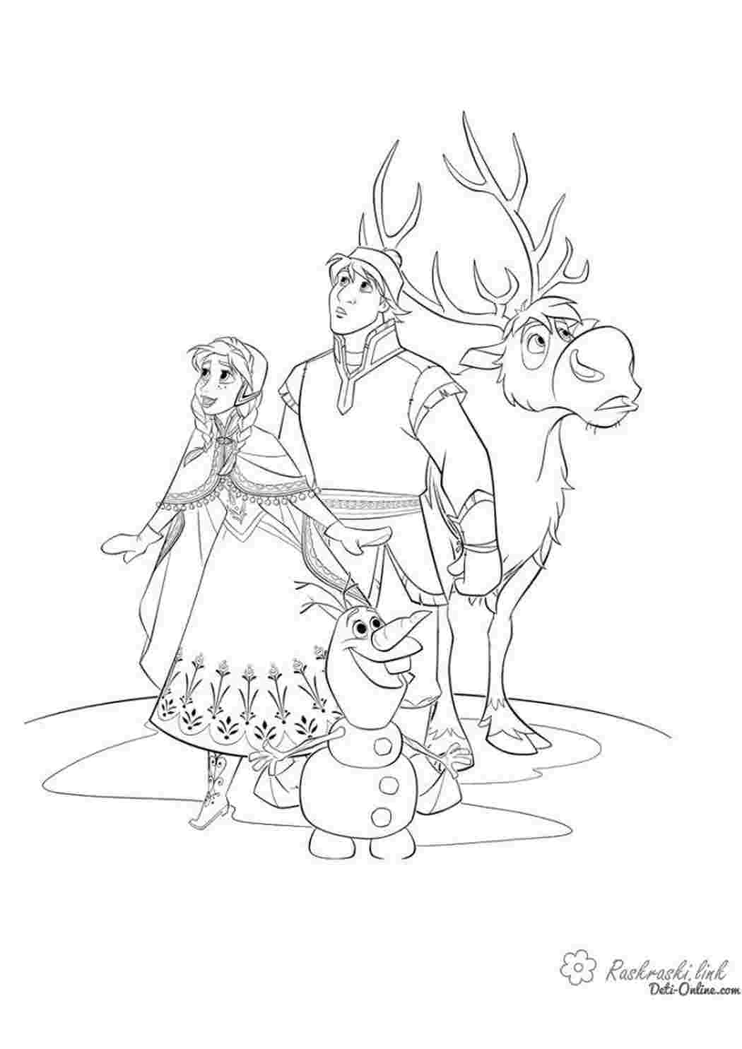 Раскраска раскраски Олень. холодное сердце, кристофер, олаф, свен ...